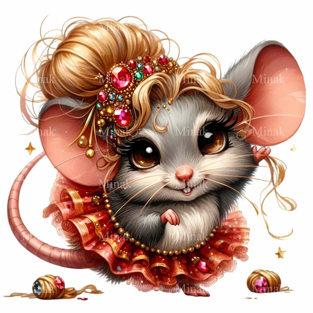 Glamorous Mouse PNG Clipart | 12 Fancy Mouse in Tutu and Jewels ...
