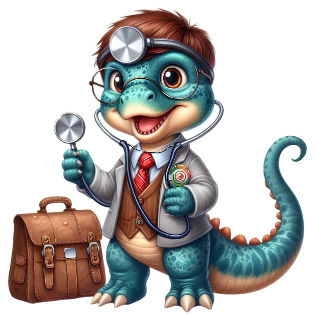 Doctor Dinosaur Clipart PNG 10 Adorable Dino in Medical Outfit With ...