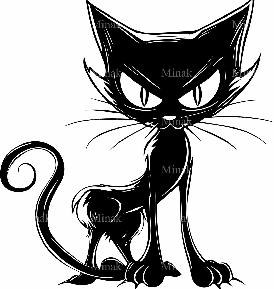 4 Grumpy Cat SVG Cut File - Angry Cartoon Cat With Sharp Claws and ...