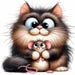 14 Funny Cat and Mouse PNG Clipart, Cute Fluffy Kitten Hugging a Mouse ...