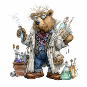 16 PNG Scientist Bear Clipart, Chemistry Lab Graphics Teacher ...