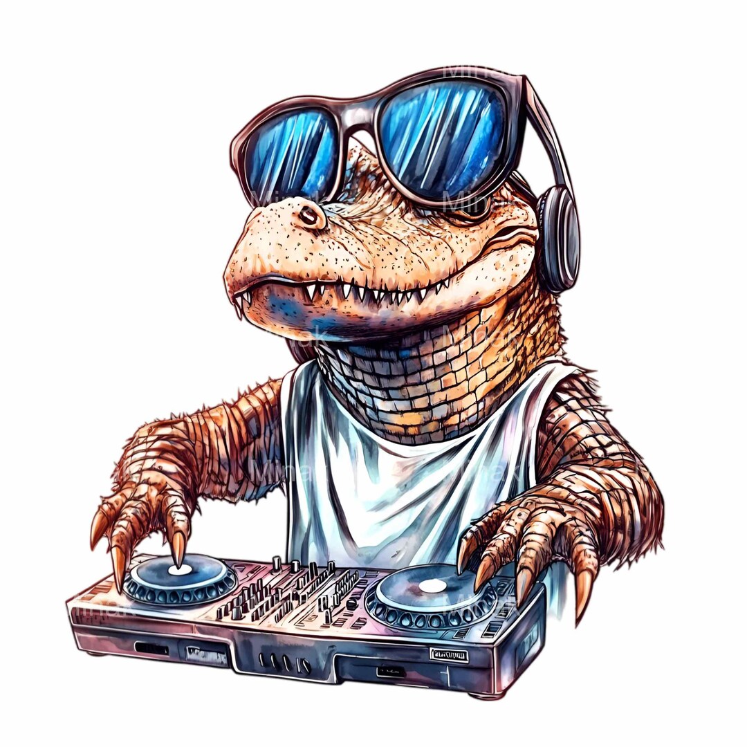 11 Cool Alligator DJ PNG Clipart - Cartoon Alligator With Turntables in ...