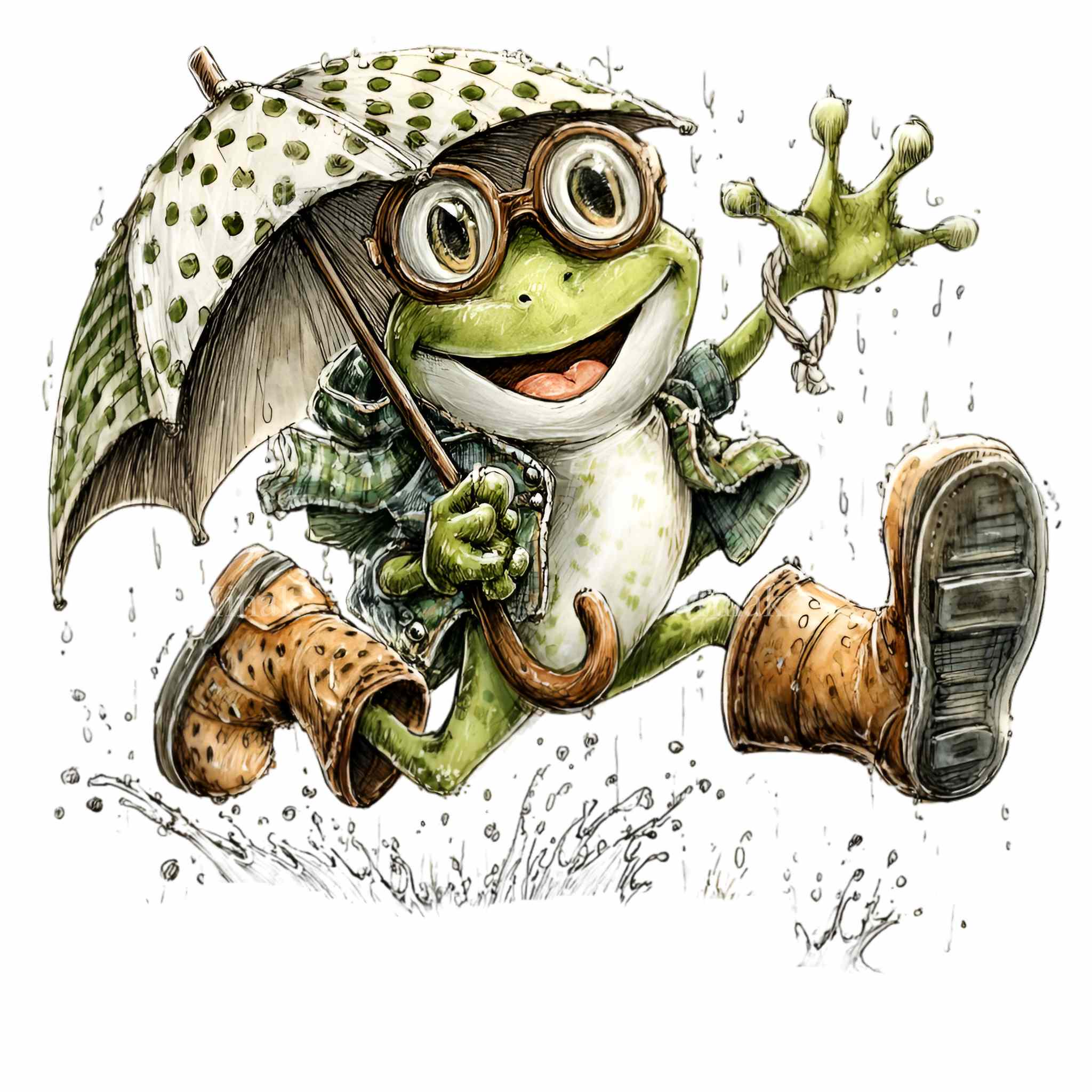 15 PNG Rainy Day Frog – Cute Umbrella PNG – Fall Animal Clipart for ...