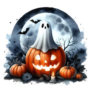 15 Spooky Halloween Ghost PNG Clipart, Haunted Night With Jack-o ...