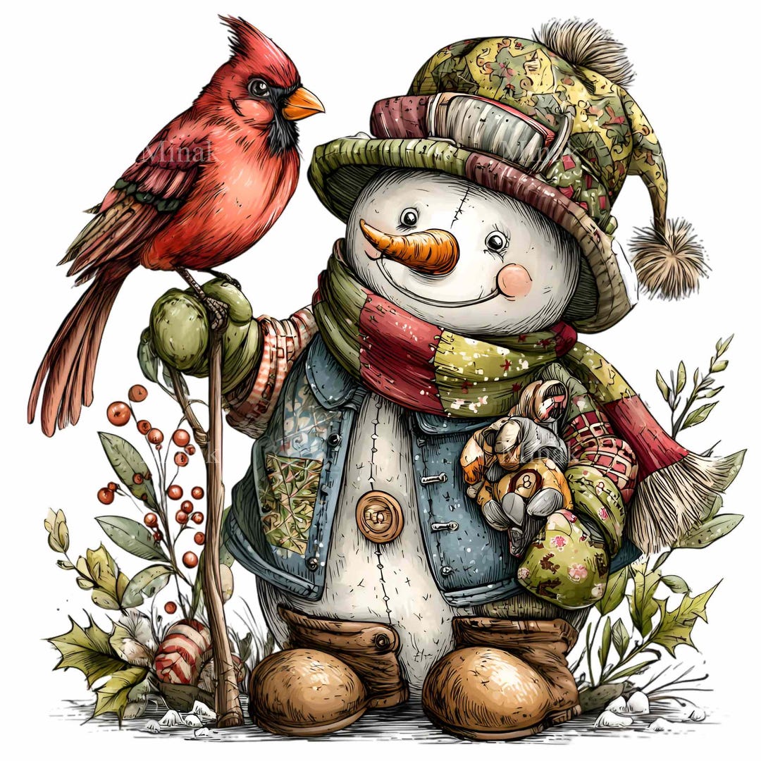 12 PNG Red Bird Snowman – Cardinal PNG Clipart for Holiday Cards ...