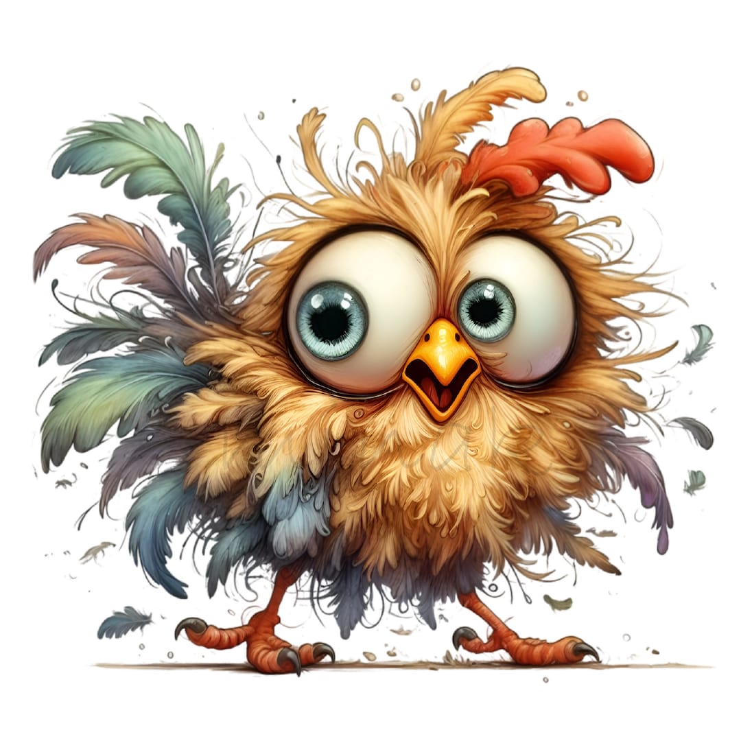 12 PNG Chicken Funny Rooster Clipart, Messy Hair Sublimation, Stressed ...