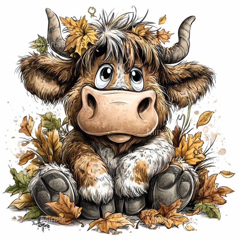 15 PNG Autumn Cow Clipart - Fall Highland Cow PNG Digital Download for ...