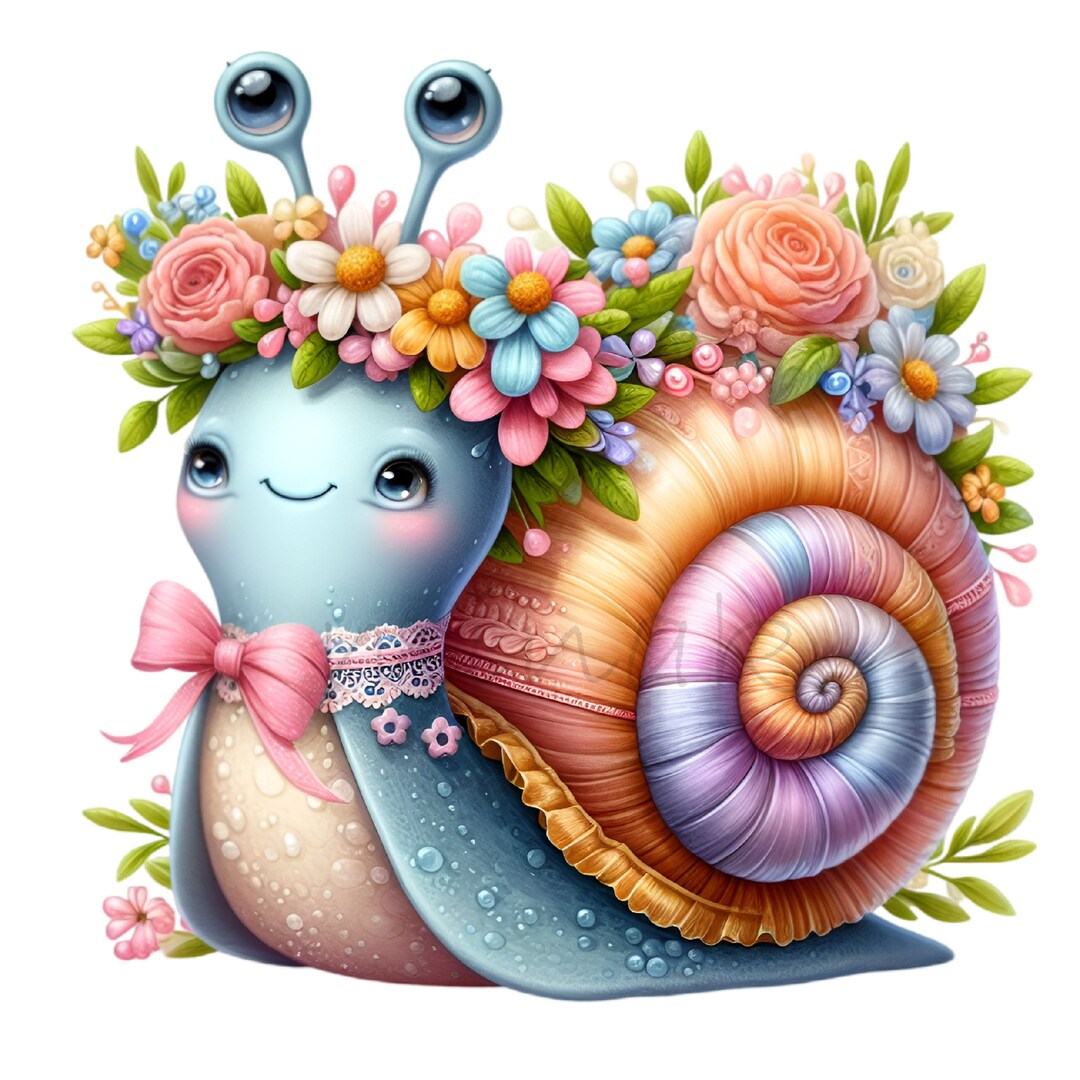 Snail Clipart, Floral, Garden Clip Art PNG, 10 Cute Snail Nursery ...