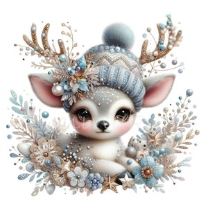 Reindeer Clipart, Cute Christmas Deer Clip Art, 15 PNG Pastel Colors ...