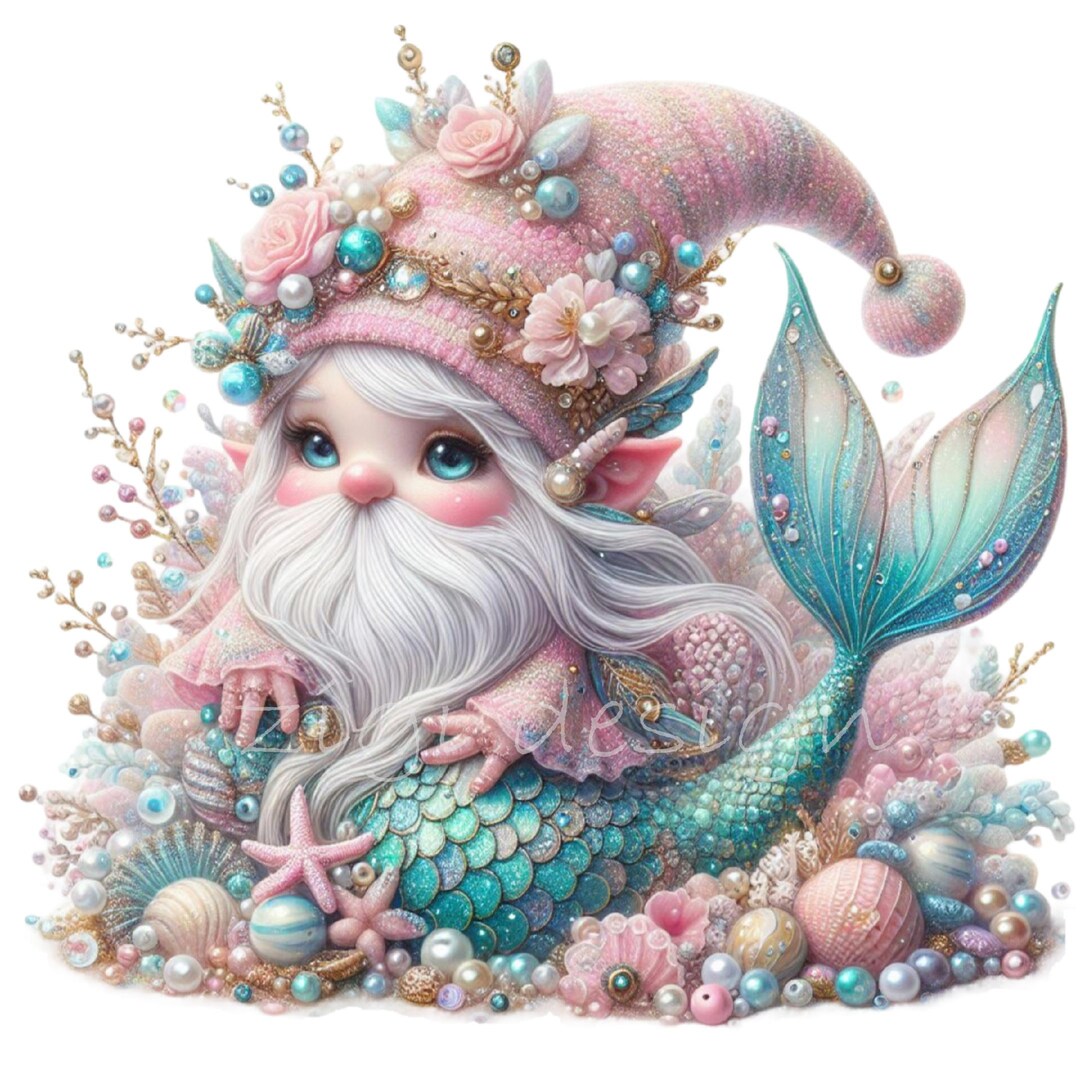 Mermaid Clipart, Gnome PNG, 15 Watercolor Fairytale Clip Art, Nursery ...