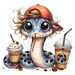 15 Funny Snake Drinking Coffee Cartoon Clipart Printable Digital Comics ...