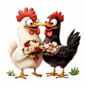 12 Wedding Chickens PNG Clipart - Funny Bride and Groom Illustration ...