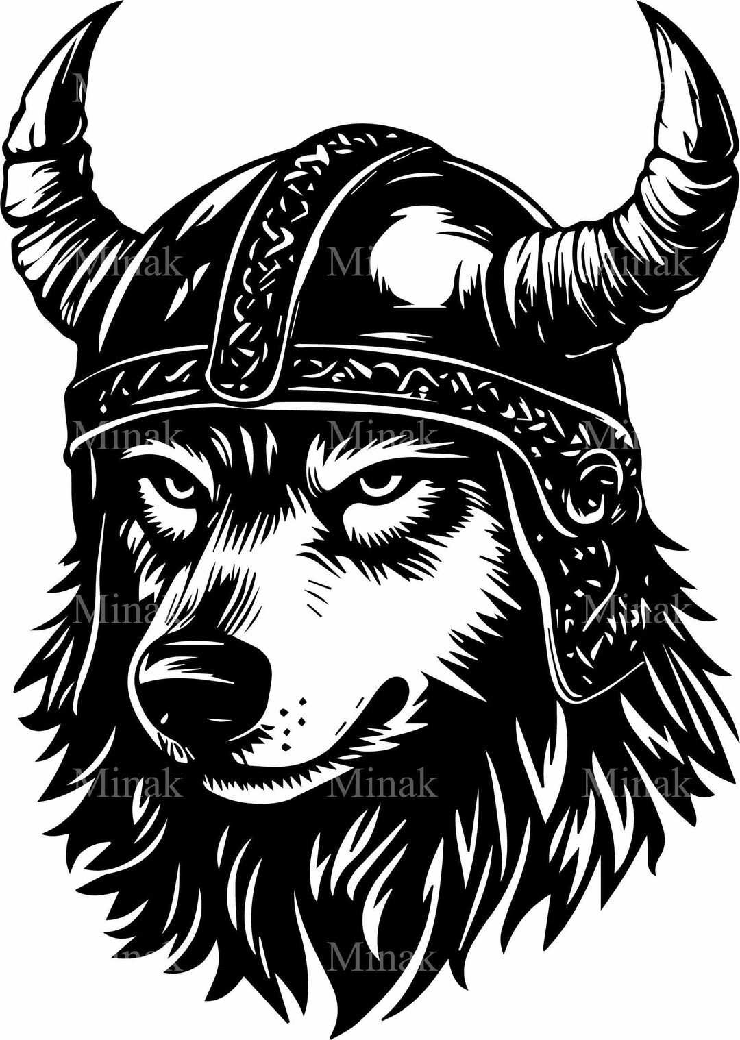 4 Viking Wolf SVG Cut File - Fierce Wolf With Helmet Design for Cricut ...