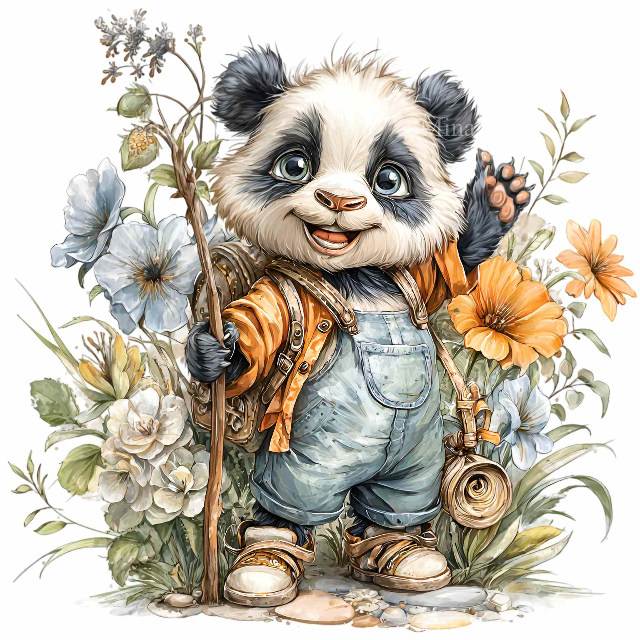 15 PNG Floral Panda Clipart – Cute Baby Bear PNG for Nursery Wall Art ...