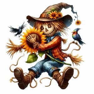 15 Cute Scarecrow PNG Clipart – Sunflower, Straw Hat, Plaid Shirt ...