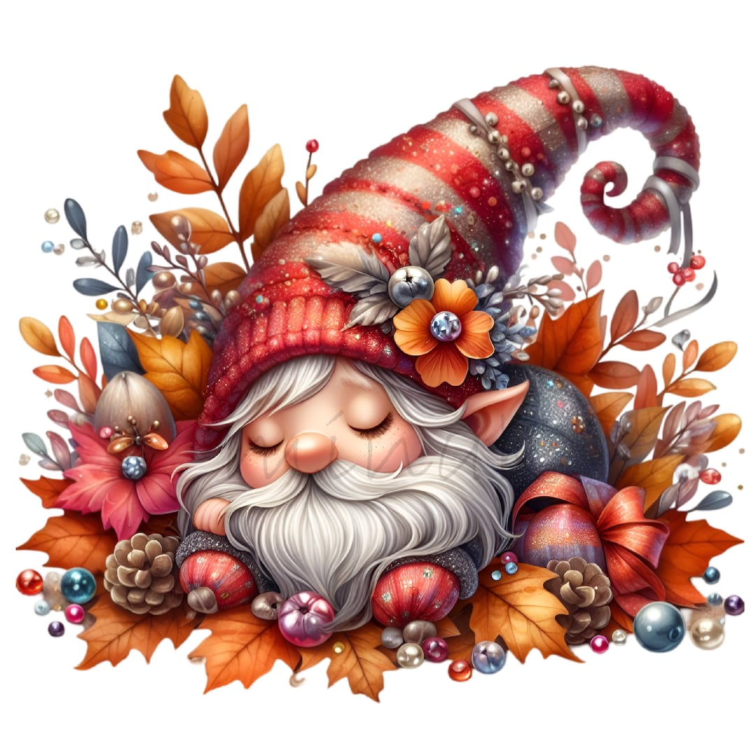 Fall Gnome Clipart, 10 PNG Watercolor Gnome Clip Art, Gnome Png ...