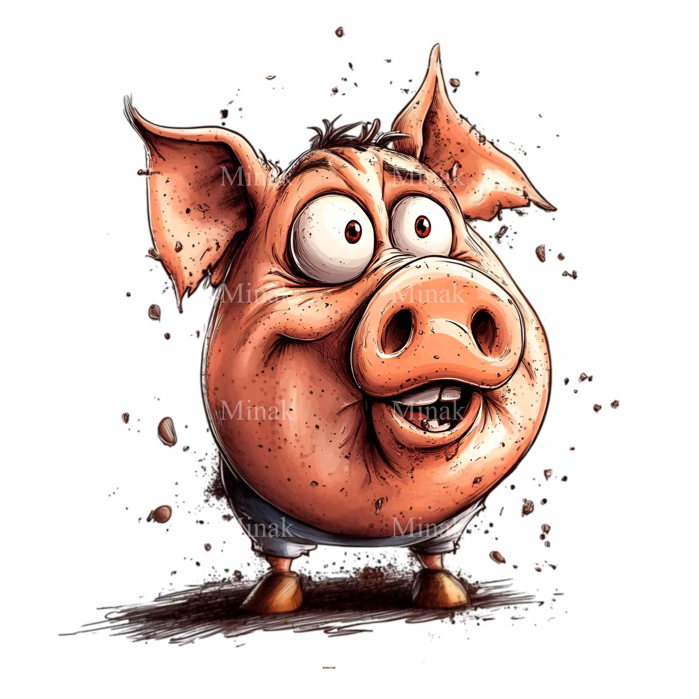 12 Funny Pig PNG Clipart, Transparent Background, Playful Farm Animal ...