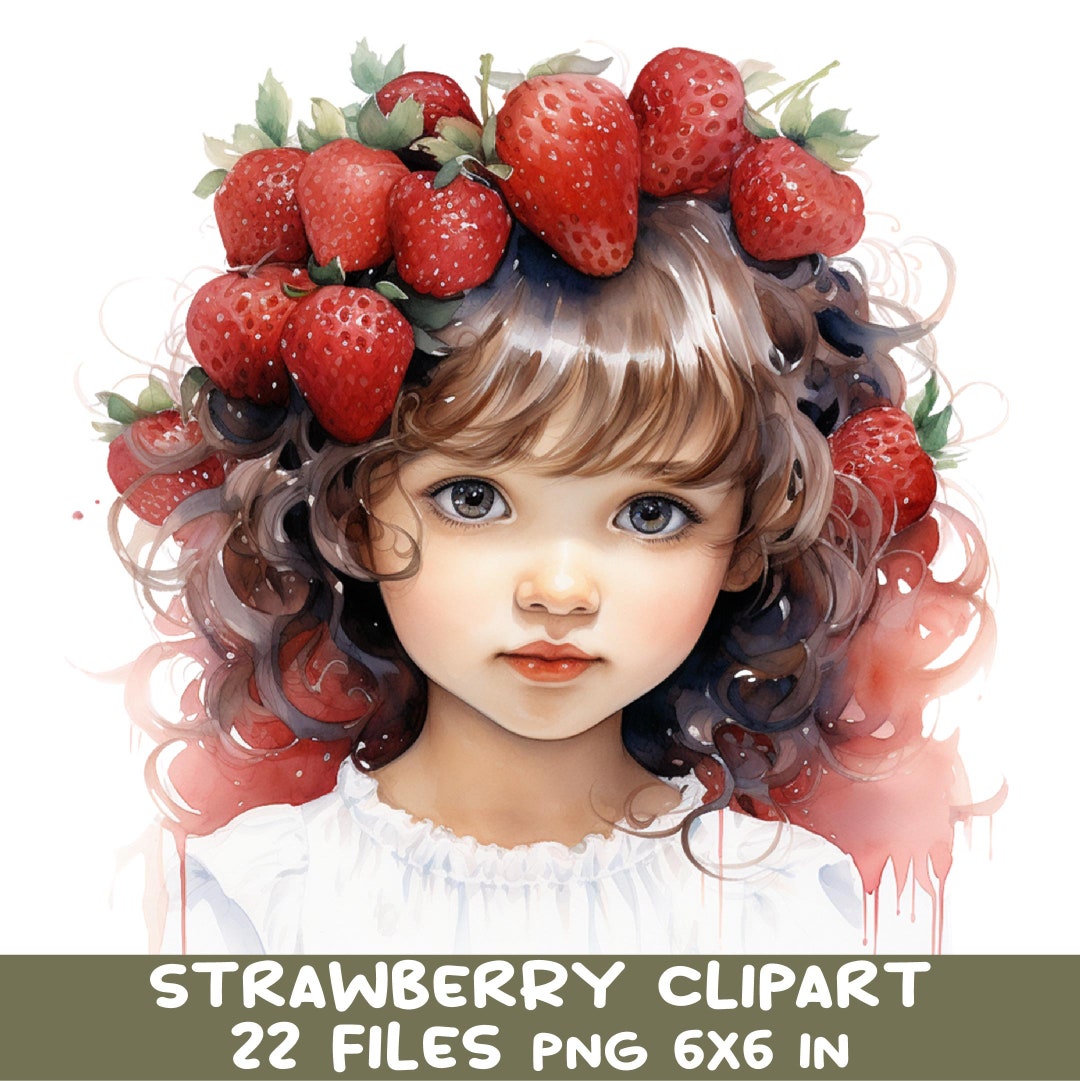 Strawberry Girl Clipart, 22 PNG Files, Cute Girl With Strawberry Crown ...