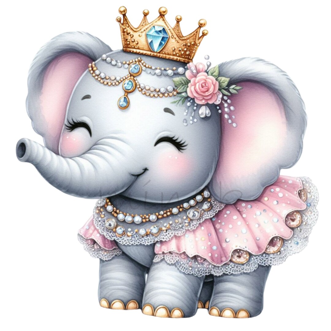 Elephant Girl Clipart, 15 Watercolor Elephant Clipart, Elephant Png ...