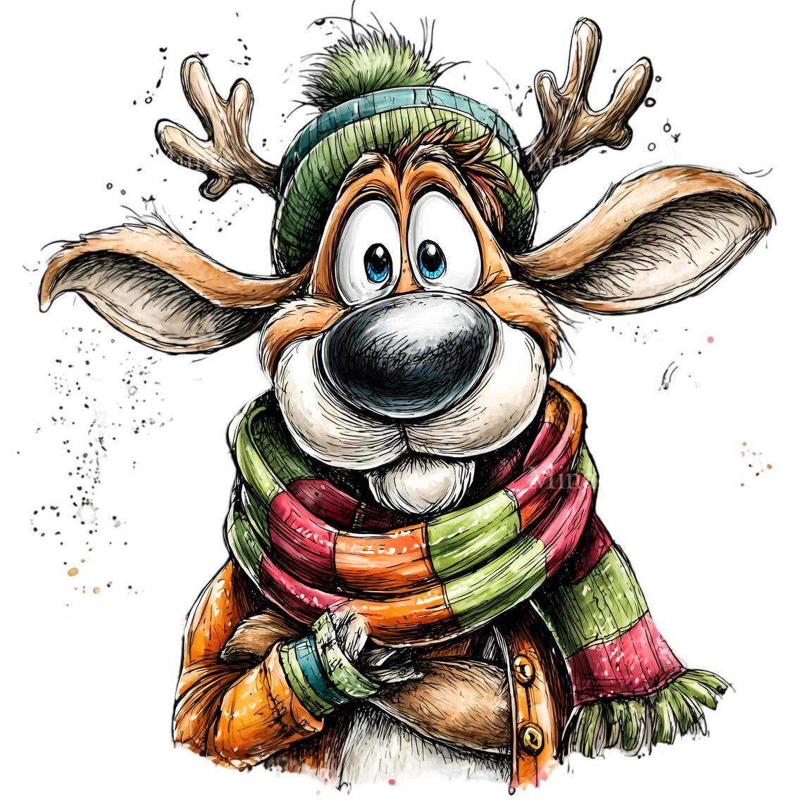 14 PNG Holiday Animal Clipart – Quirky Reindeer PNG – Cute Cartoon ...