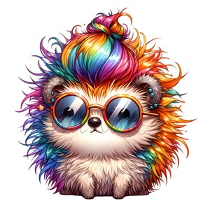 Rainbow Hedgehog Cute Baby Animal Clipart 12 PNG Illustration, Digital ...