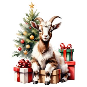Goat Clipart Bundle, 15 PNG Watercolor Christmas Goat Farm Clip Art ...