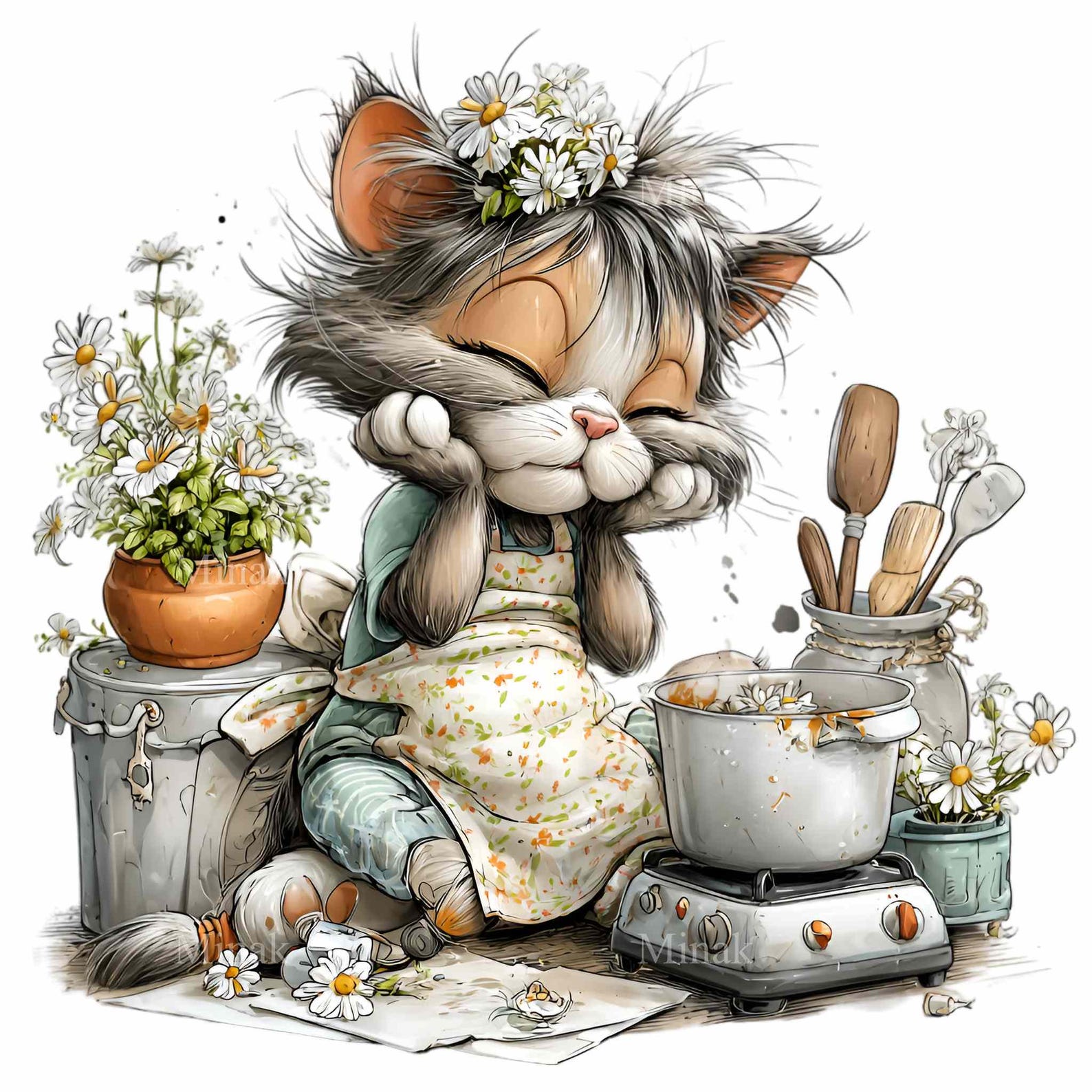 15 PNG Cooking Cat – Chef Kitten Clipart for Kids Recipe Cards ...