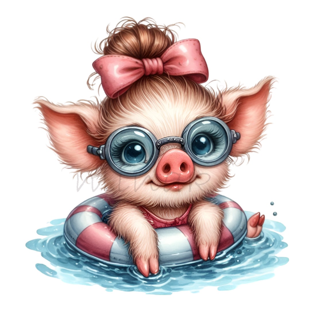 15 PNG Summer Pig Clipart - Cute Piglet With Swim Ring PNG for Crafters ...
