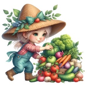 Garden Gnome PNG, Vegetables Clipart, 10 PNG Gardener Clip Art ...