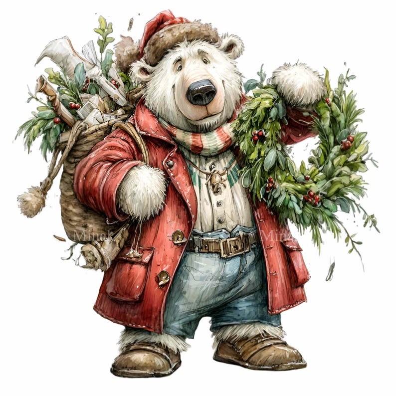 16 PNG Christmas Polar Bear Clipart – Festive Winter Bear PNG for ...