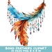 Feathers Clipart Bundles, 22 PNG Boho Watercolor Beaded Plumes Garland ...