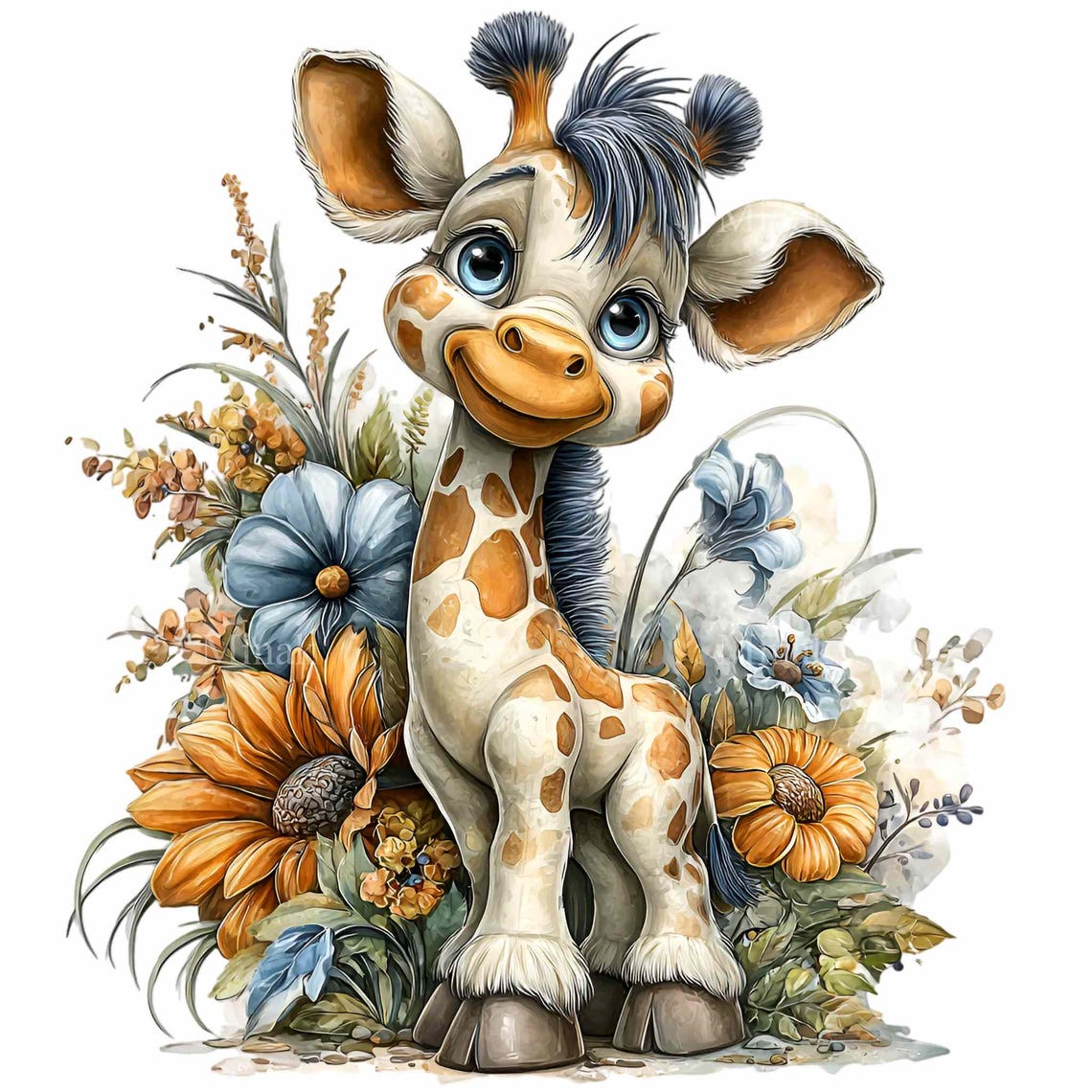 16 PNG Floral Baby Giraffe Clipart – Cute Animal PNG for Nursery Wall ...