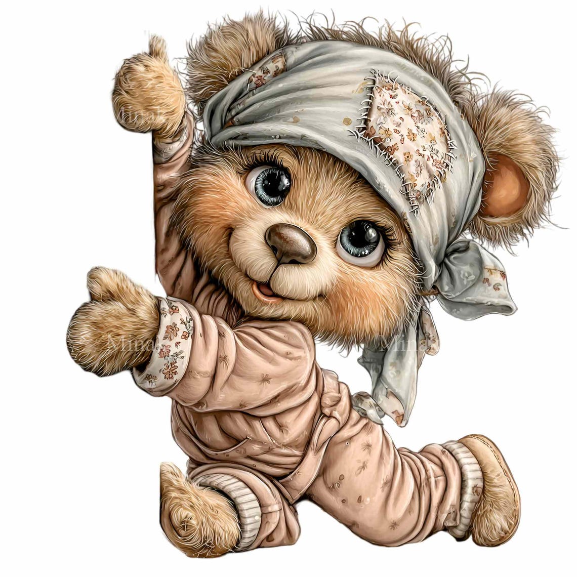 14 PNG Sleepy Bear Clipart – Cute Watercolor PNG – Baby Animal Art for ...