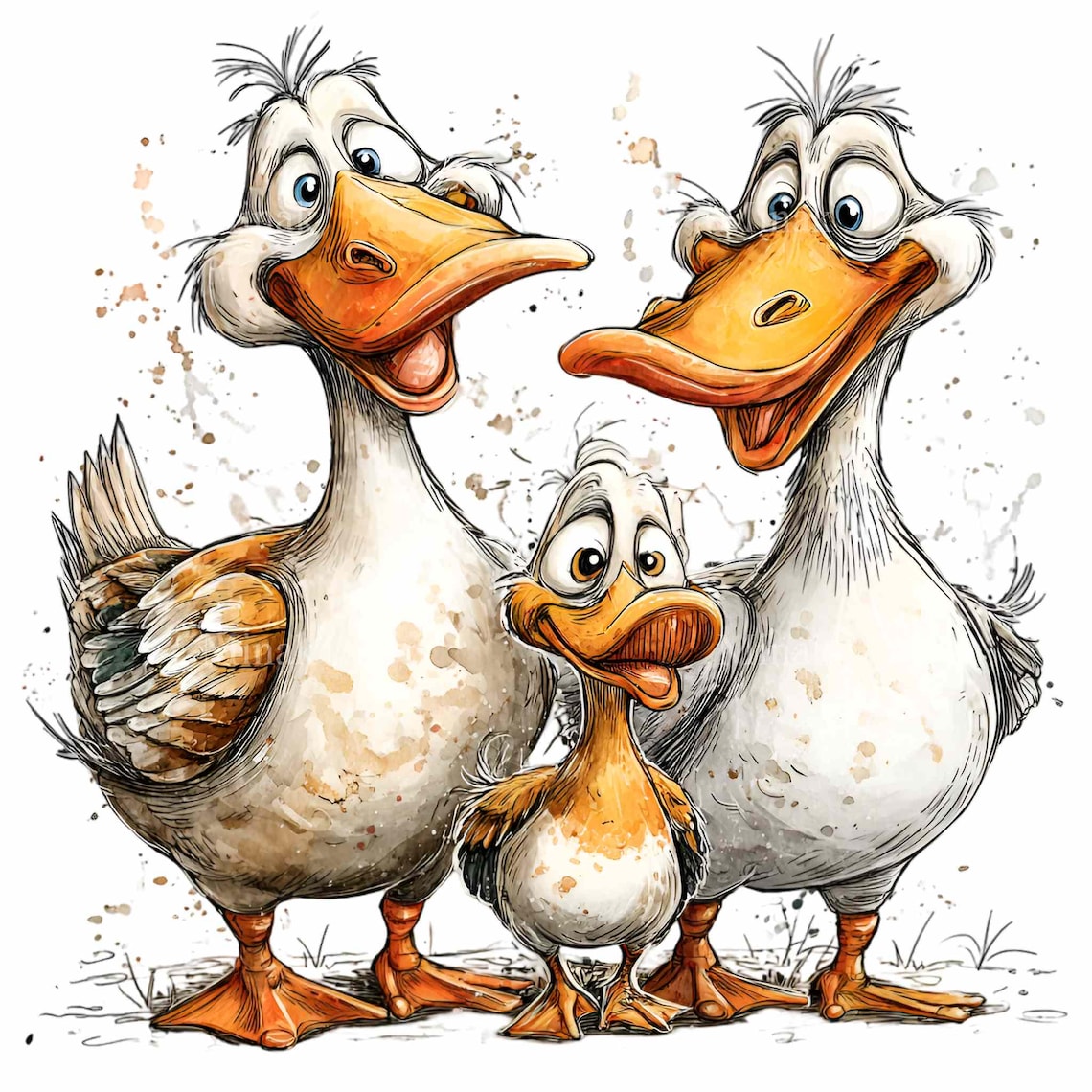 15 PNG Farm Animals – Duck Family PNG – Cute Cartoon Clipart for Baby ...