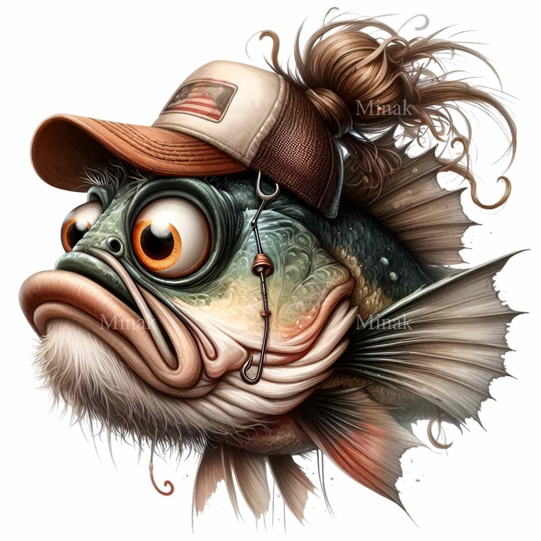 17 PNG Messy Bun Fishing Bass Clipart – Funny Fish PNG – Country Girl ...