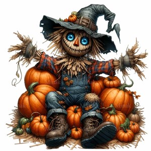 15 PNG Autumn Scarecrow Clipart – Cute PNG Design – Pumpkin Patch Fall ...