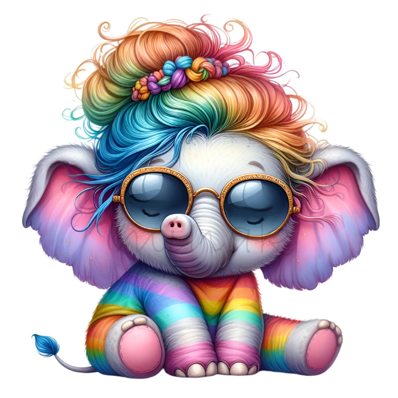 Rainbow Animal Clipart, Elephant Clip Art, Birthday Clipart, 10 PNG ...