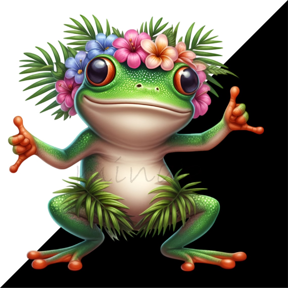14 PNG Tropical Hula Frog Party Clipart, Exotic Toad Digital - Etsy