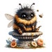 12 PNG Messy Hair Bee Bumblebee Clipart, Birdbath Sublimation Garden ...