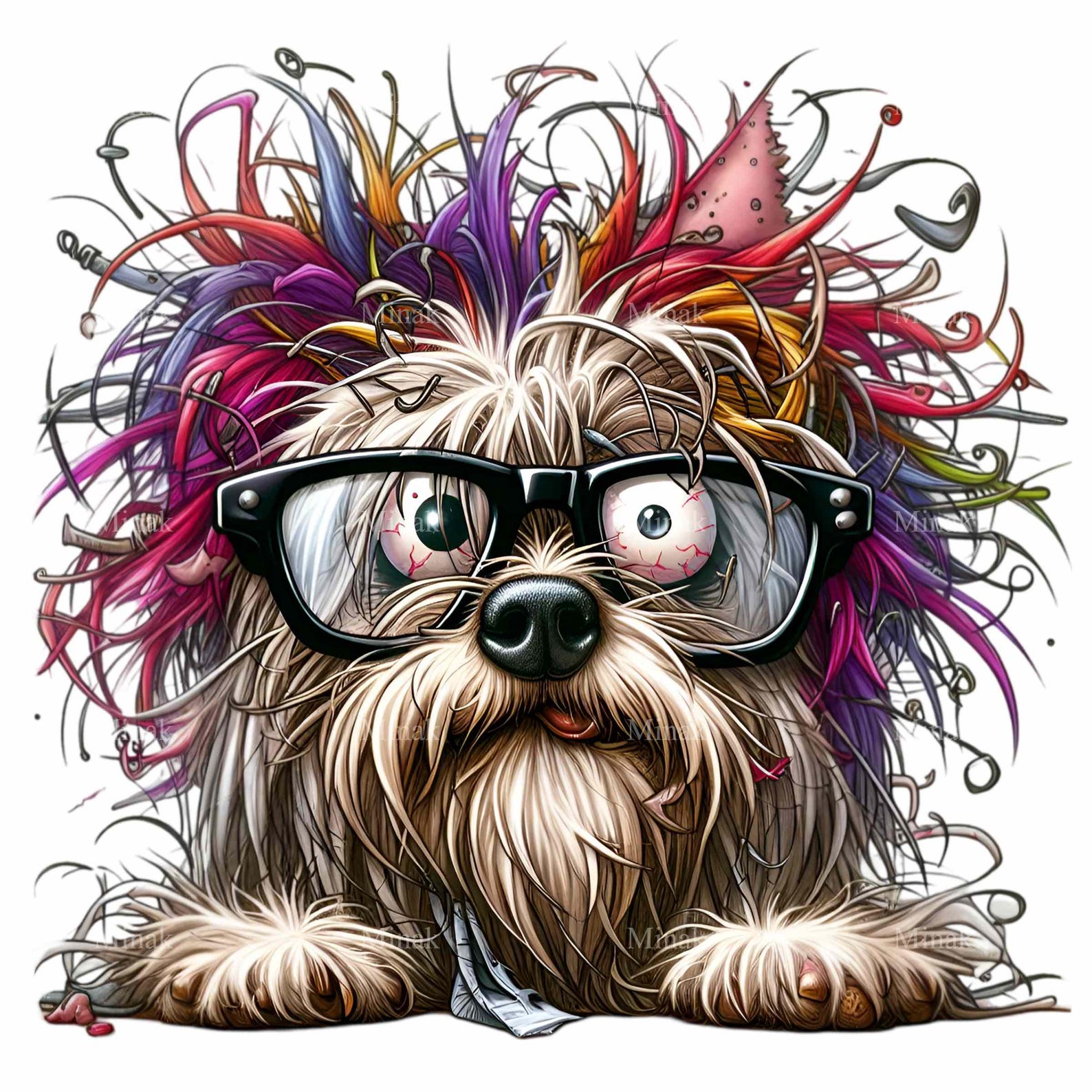 10 Funny Scruffy Dog PNG Clipart - Messy Hair, Glasses & Tie Digital ...