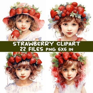 Watercolor Strawberry Clipart Bundle 21 PNG Transparent Illustration ...