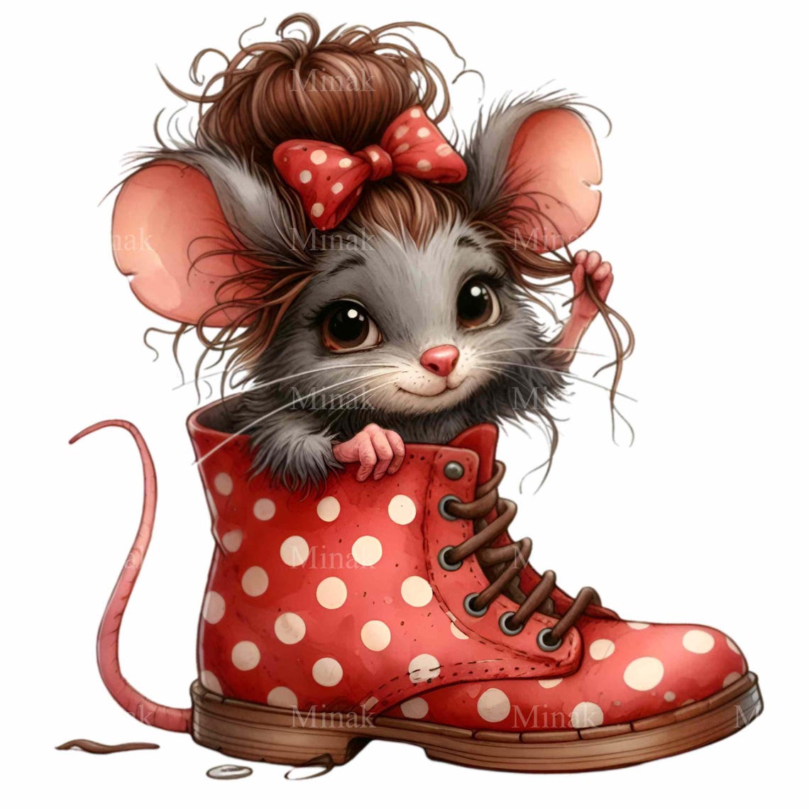 12 PNG Mouse in Boot Clipart, Garden Floral Illustration - Etsy