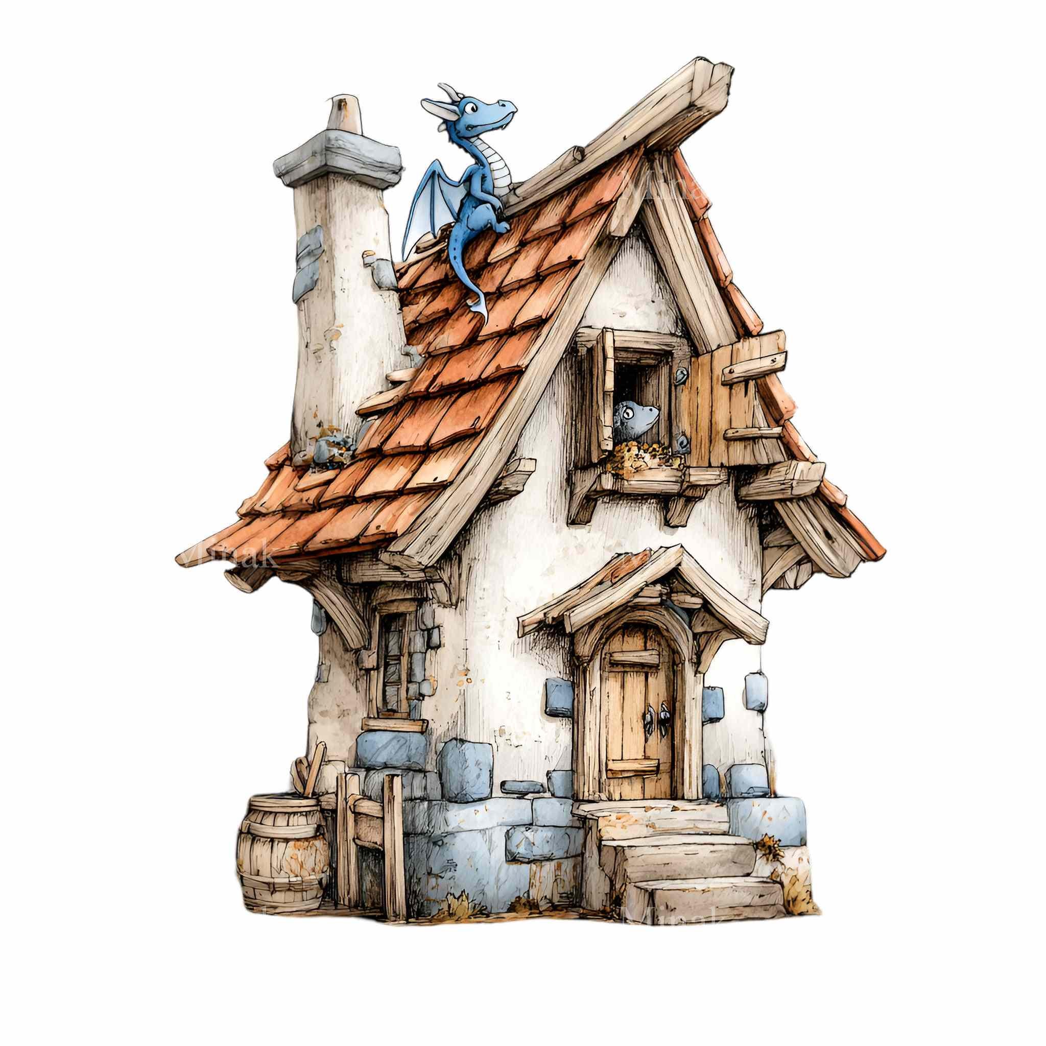 16 PNG Dragon House Fantasy Cottage Clipart, Storybook Medieval Home - Etsy