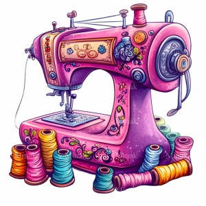 12 Pink Sewing Machine PNG Clipart, Transparent Background, Decorative ...