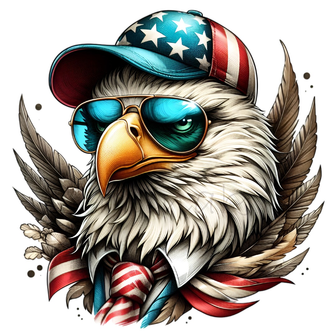 Eagle Clip Art, American Patriotic Bird Clipart, 12 PNG USA Flag Clip ...