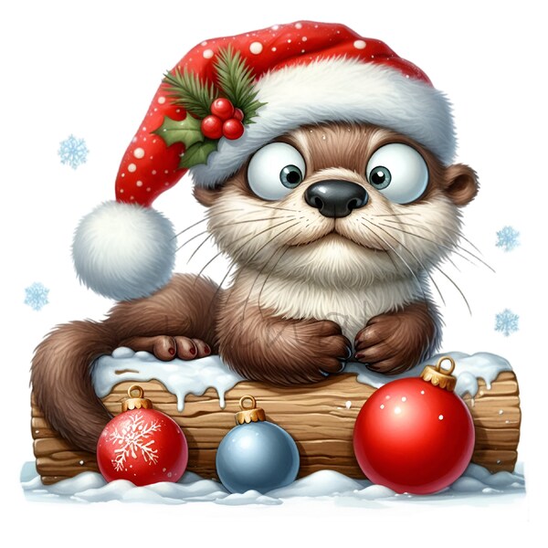 Christmas Otter - Etsy
