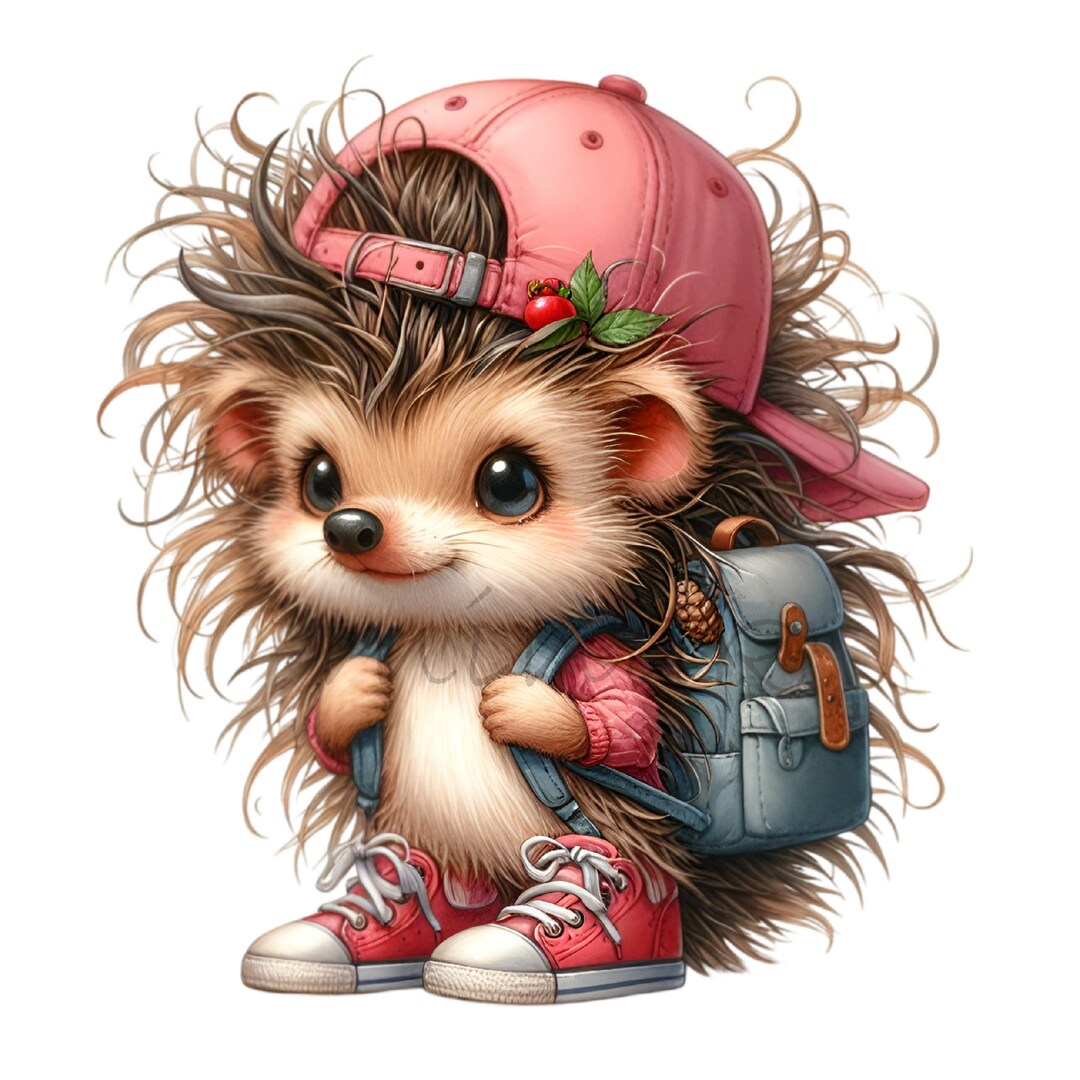 Cute Hedgehog Go to School 12 PNG Funny Animal Kids Cartoon ...