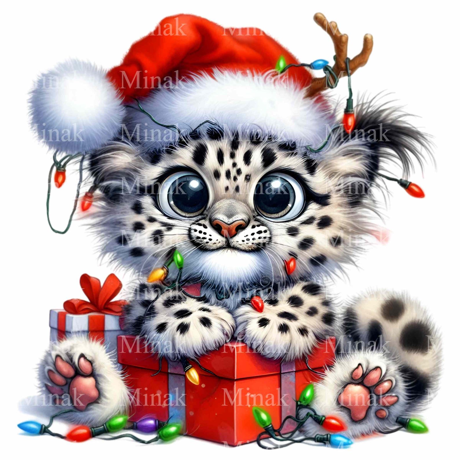 12 PNG Christmas Leopard Clipart – Holiday Snow Leopard PNG – Cute Wild ...
