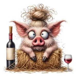 12 PNG Funny Pig Clipart – Farm Animal Illustration, Hay Bales ...