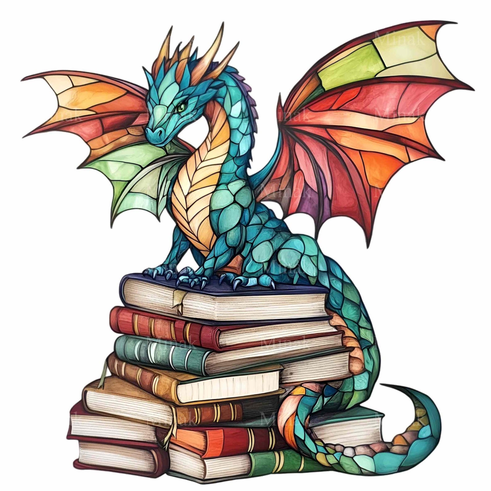 12 PNG Stained Glass Dragon, Fantasy Book Clipart, Reading Dragon ...